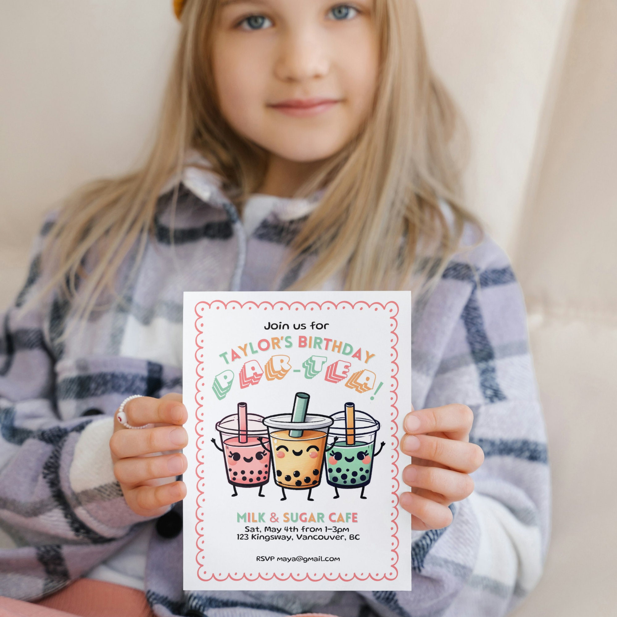 Boba Tea Birthday Invitation Template, Birthday Par-tea, Boba Tea Party ...