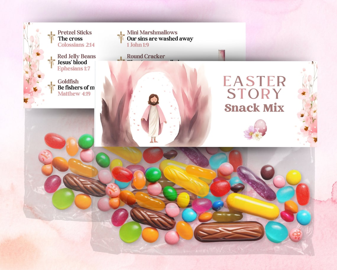EDITABLE Easter Story Snack Mix Printable Tag Easter Bag Topper, Easter ...