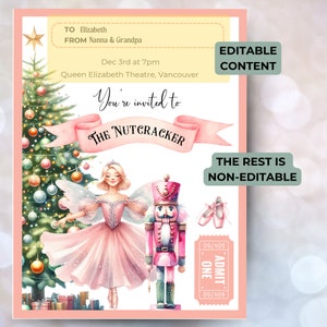 Editable Nutcracker Ticket , Personalized Nutcracker Ballet Surprise ...