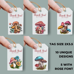 Magic Mushroom Gift Tags, Watercolor Mushroom, Printable Thank You Tags ...