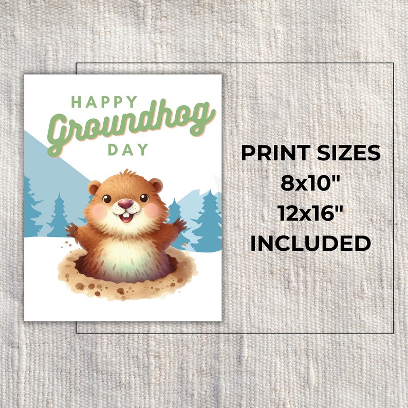 Groundhog Day Prints, Punxsutawney Phil Wall Art, Digital Download ...
