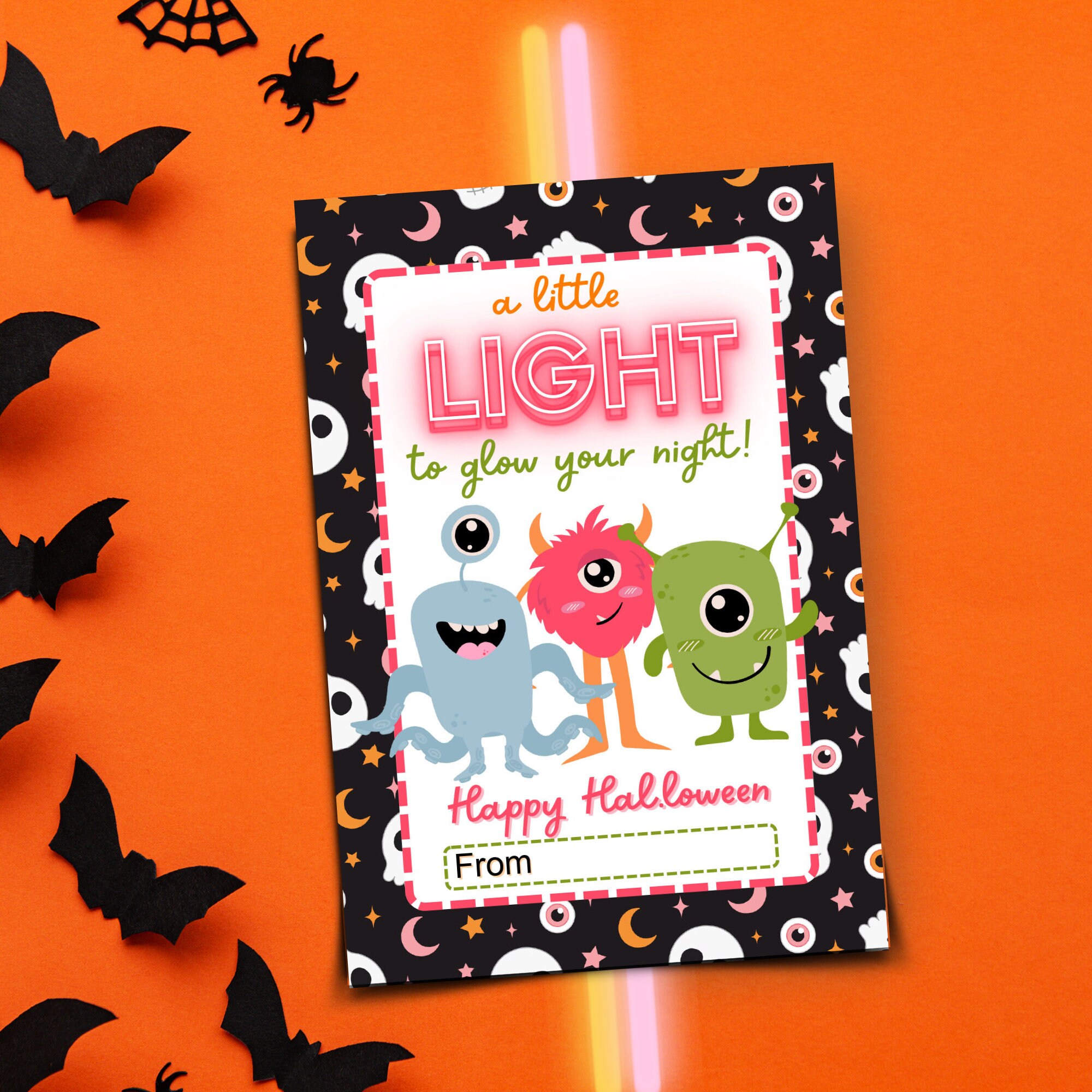 Printable A Little Light to Glow Your Night. Monster Glow Stick Cards ...