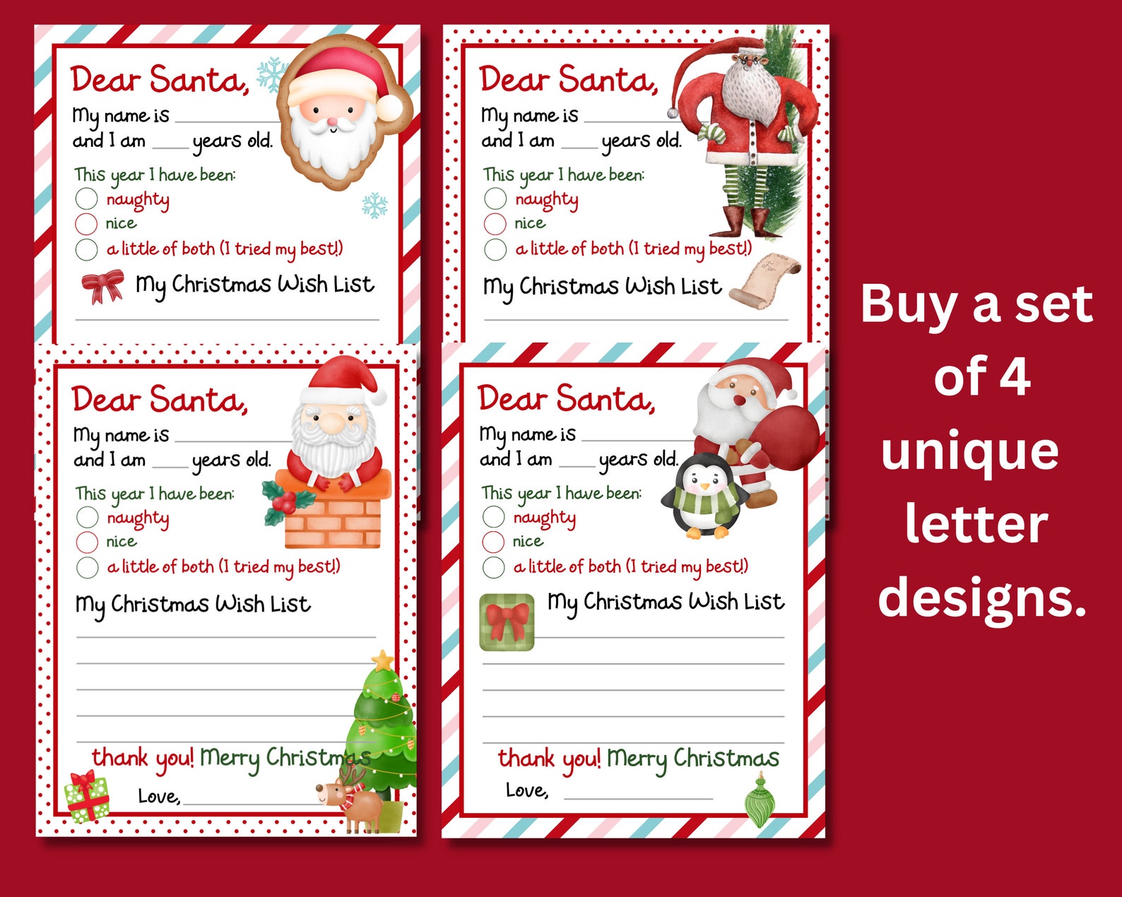 PRINTABLE Letter to Santa / Kids Letter to Santa / Santa Letter ...
