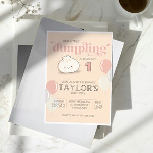 EDITABLE Cute Dumpling Birthday Invitation, First Birthday, Dumpling ...