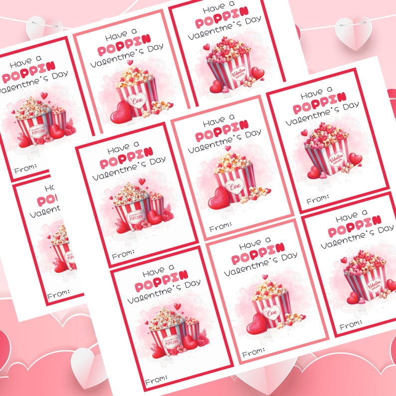 EDITABLE Popcorn Valentine Cards, Poppin Valentines, Popcorn Valentine ...