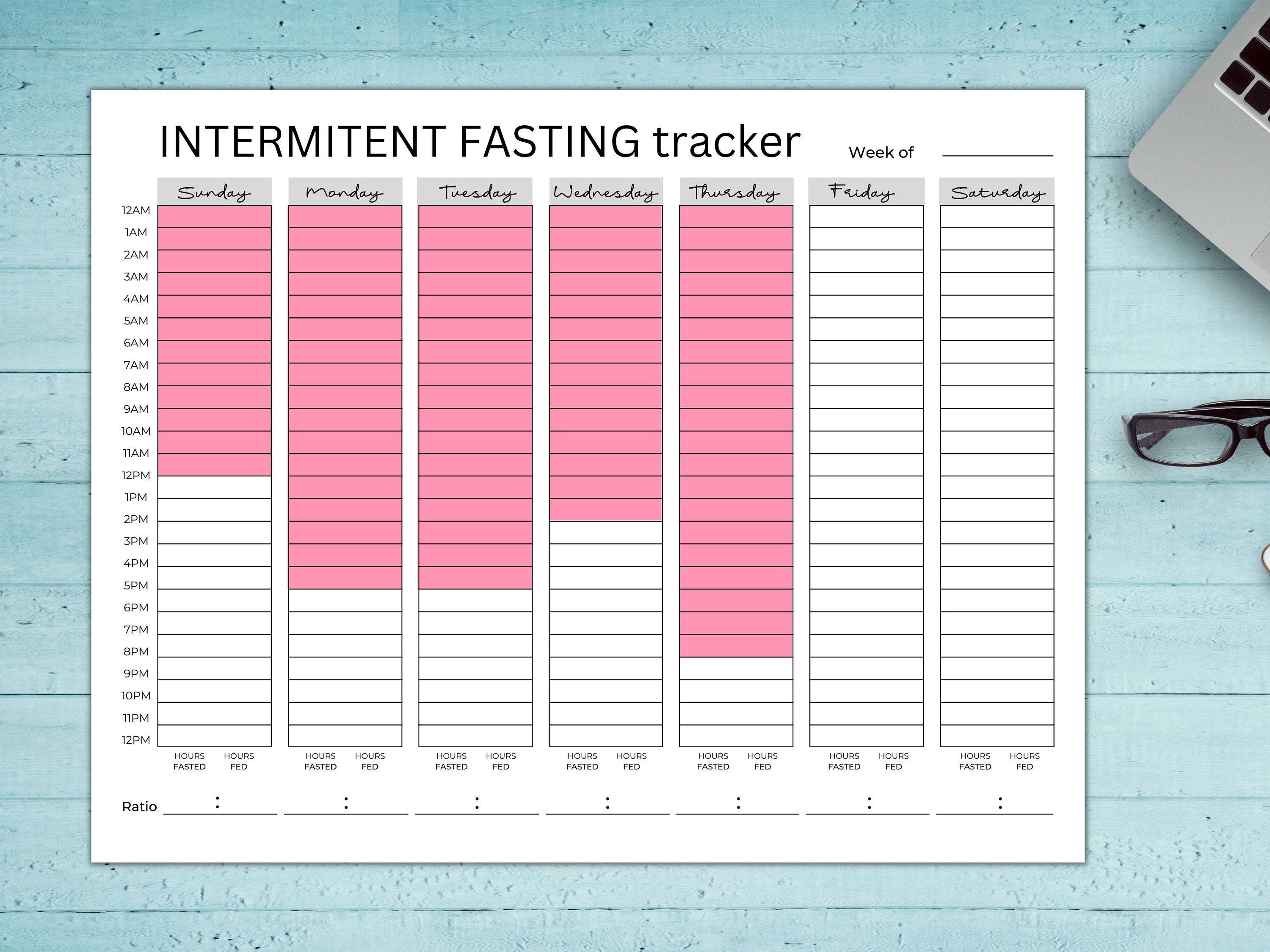 Intermittent Fasting Tracker /weekly Fasting Tracker / Fasting ...