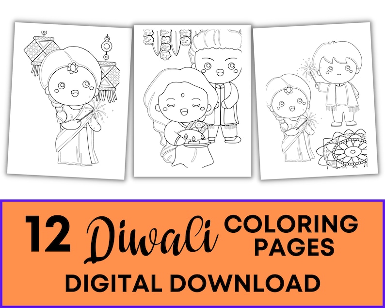 Diwali Coloring Sheets / Instant Download / Happy Diwali / Diwali ...