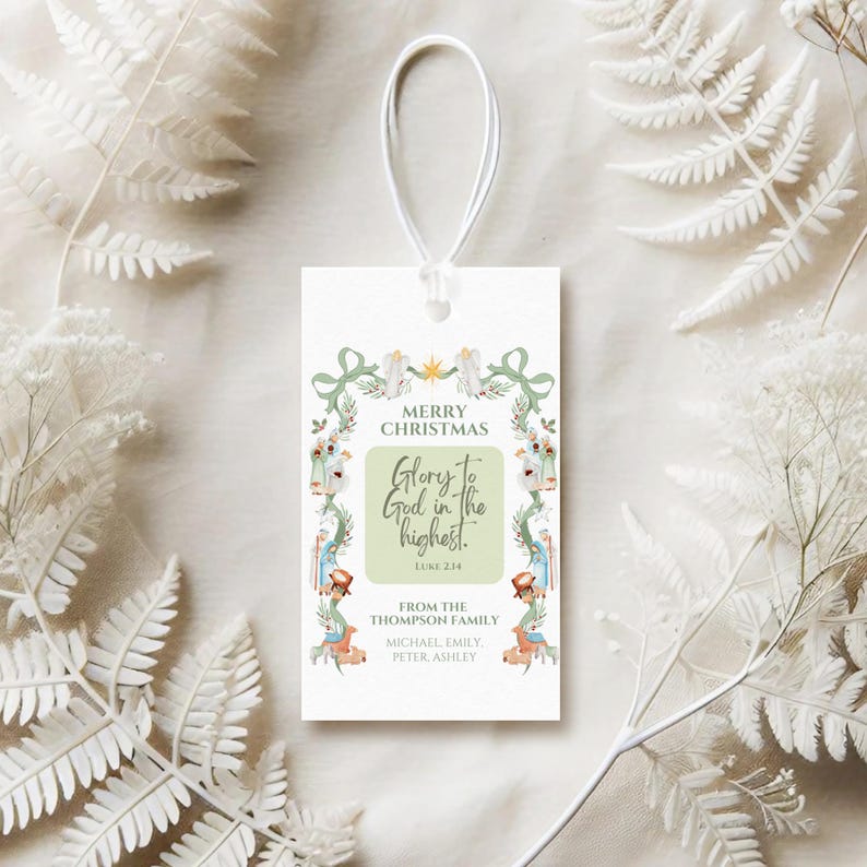 Nativity Christmas Gift Tags, Scripture Gift Tag, Bible Verse Tag Holy ...