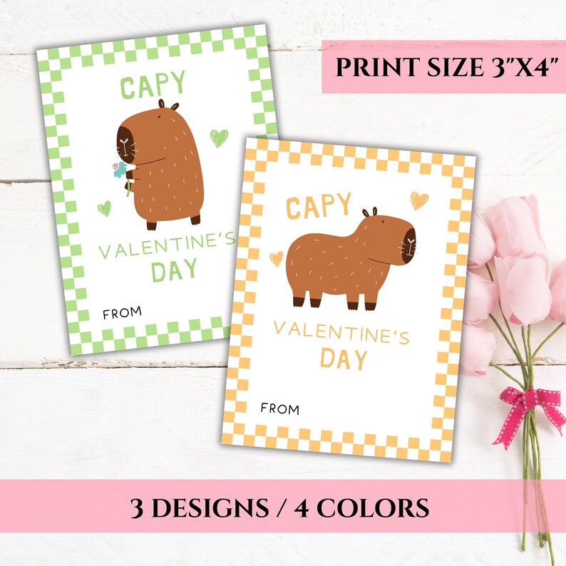 Capybara Valentines Day Card Printable, Capy Valentine Card Exchange ...