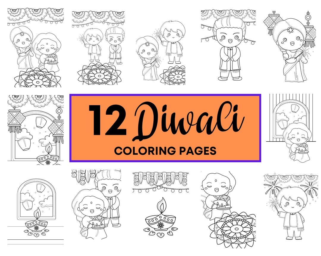 Diwali Coloring Sheets / Instant Download / Happy Diwali / Diwali ...