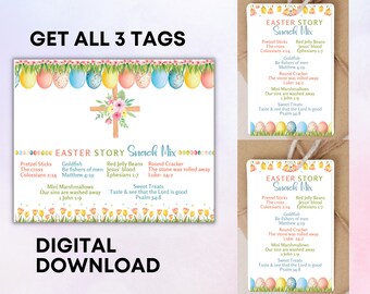 Religious Easter Story Snack Mix Printable Gift Tags, Easter Basket ...