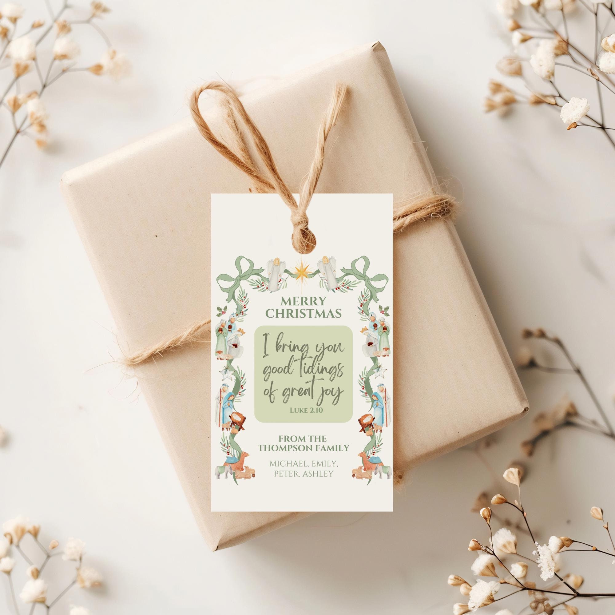 Nativity Christmas Gift Tags, Scripture Gift Tag, Bible Verse Tag Holy ...