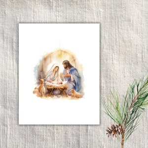 Watercolor Nativity, Christmas Printable, Christmas Decor, Holy Family ...
