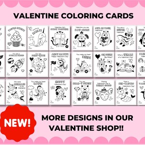 Valentine Coloring Cards / Classroom Valentine Cards / Kid Valentine ...