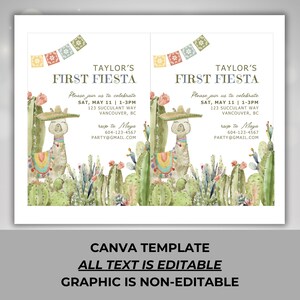 EDITABLE First Fiesta Birthday Invitation, Boy First Fiesta Watercolor ...