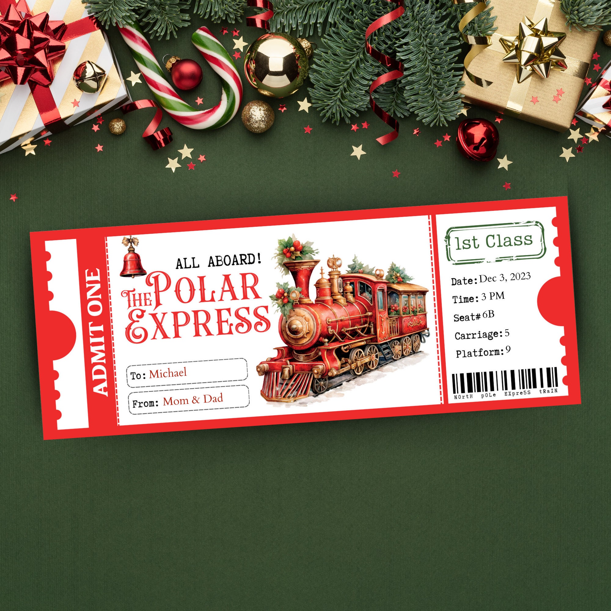 Polar Express Ticket Template Personalized Surprise Gift - Etsy Canada