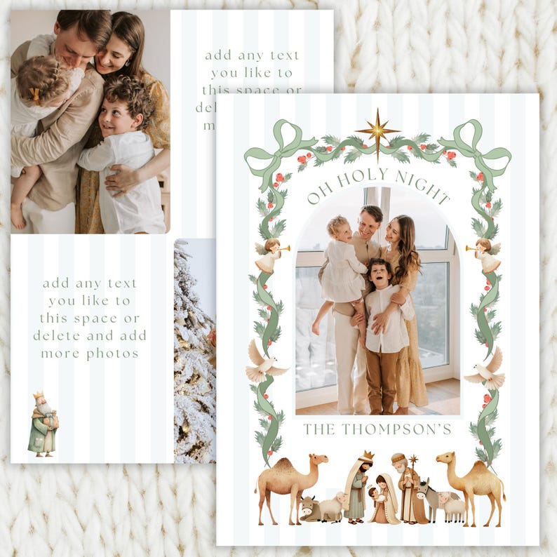 Nativity Christmas Photo Card Printable, Holiday Photo Card Template ...