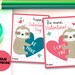 Sloth Valentines, Printable Sloth Valentine Cards for Kids, Kids ...
