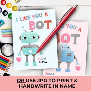 EDITABLE Robot Valentine Card, Instant Download Printable Valentine ...