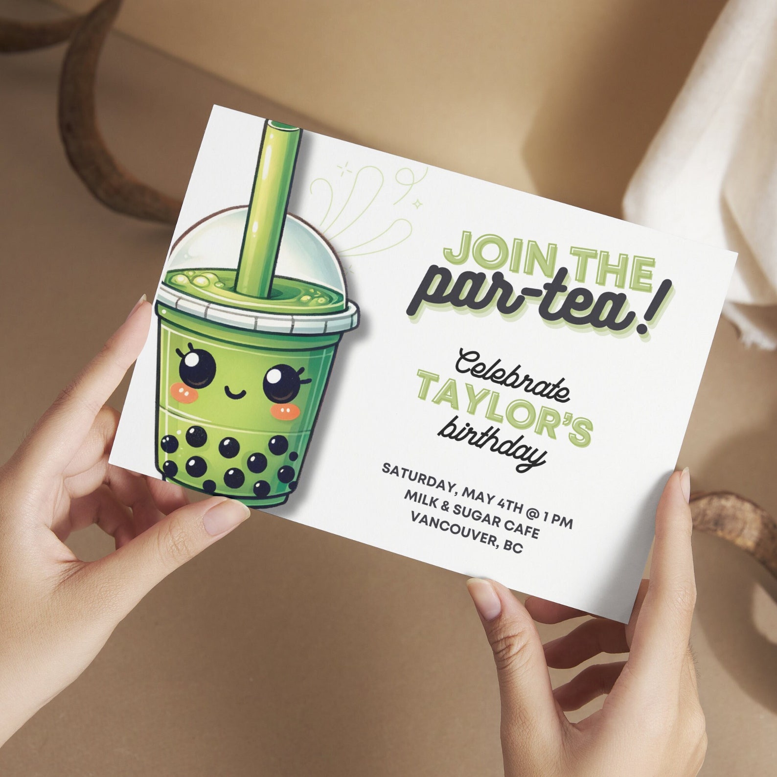 Boba Tea Birthday Invitation Template, Birthday Par-tea, Boba Tea Party ...
