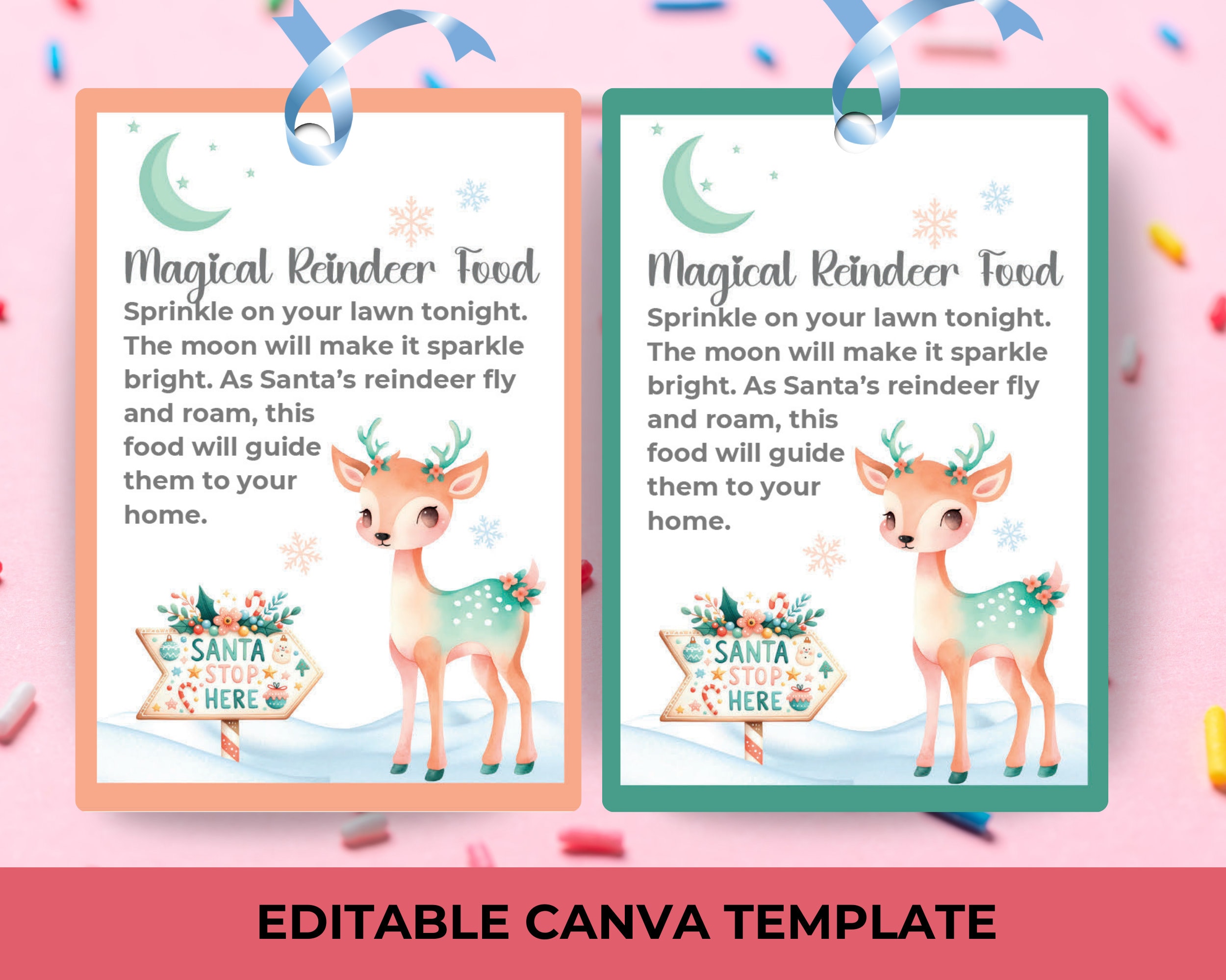 EDITABLE Reindeer Food Tags, Rudolph Treat, Magic Reindeer Food Label ...
