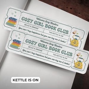 Cozy Girl Book Club Bookmark, Cozy Book Club, Bookmark Ticket, Bookish ...