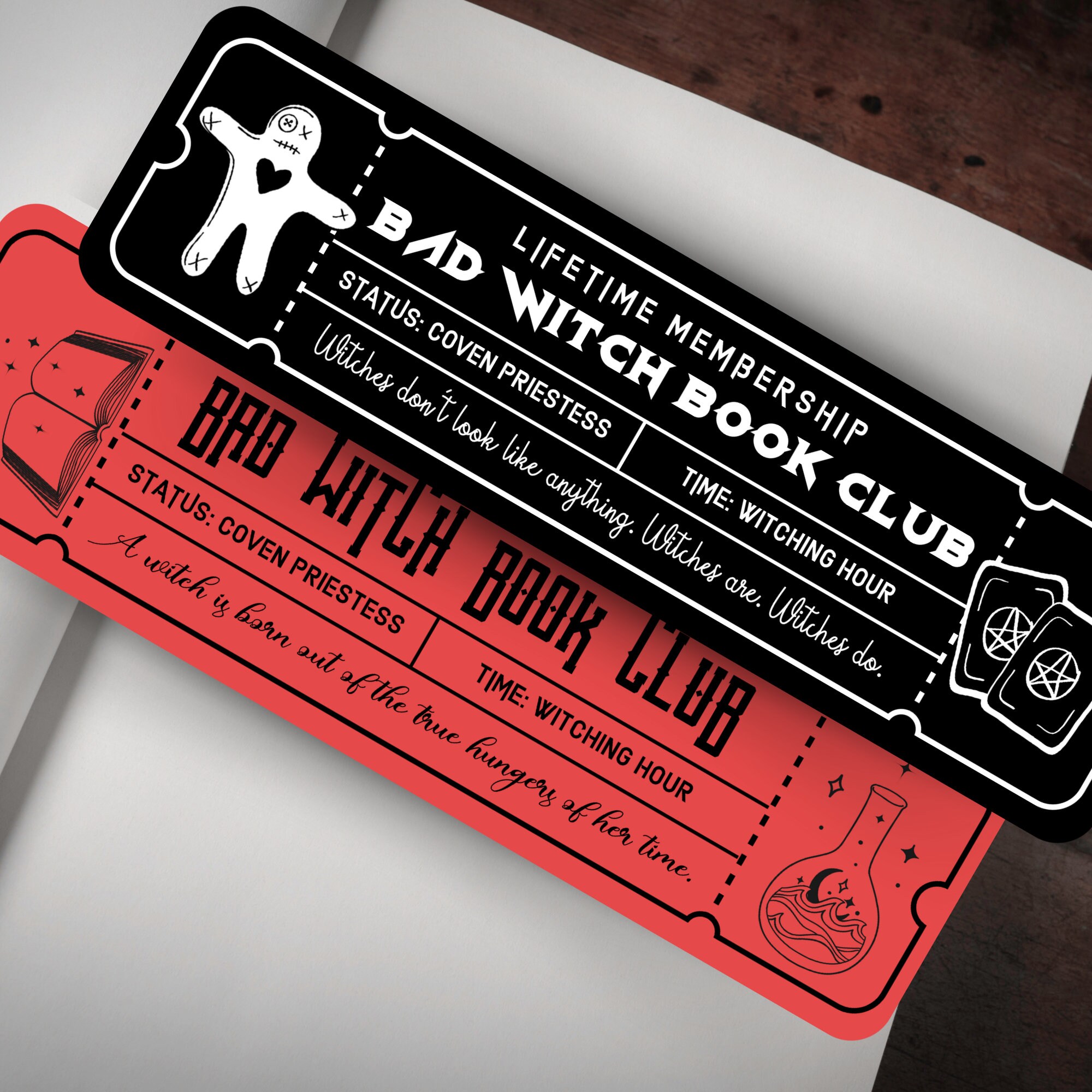 Bad Witch Book Club Bookmark, Witch Ticket Bookmarks, Witch Books ...
