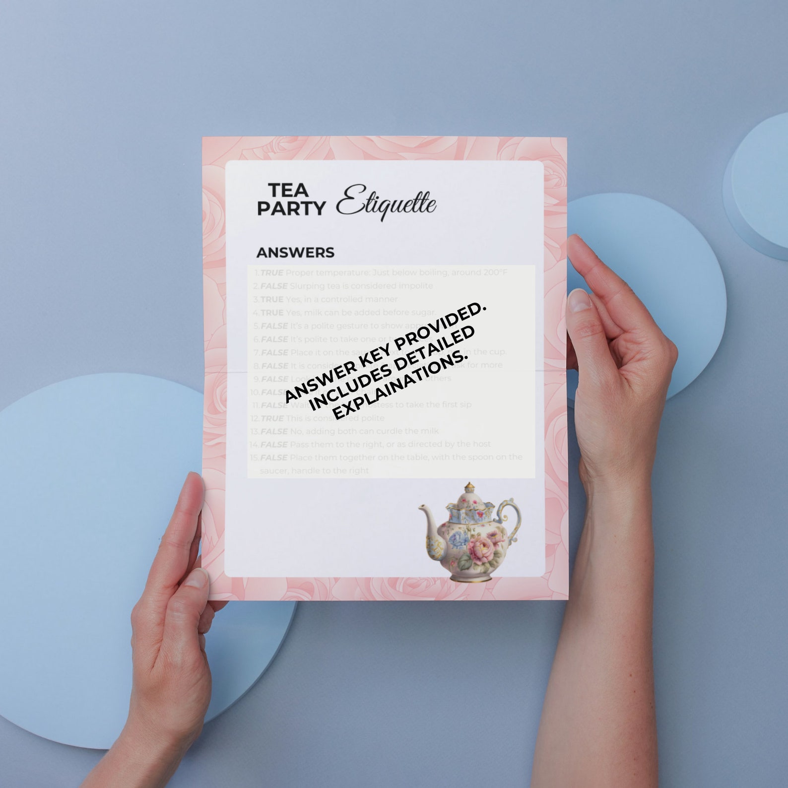 Tea Party Etiquette Game Printable, Tea Etiquette, Ladies Tea Party ...