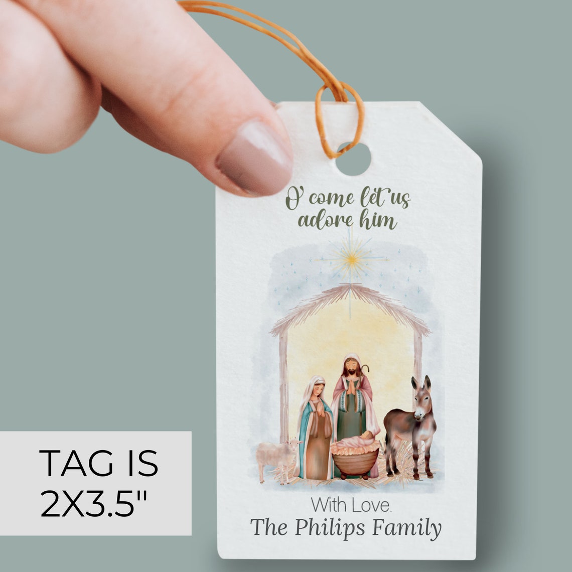 Watercolor Nativity Gift Tag, Christmas Printable Template, Christmas ...