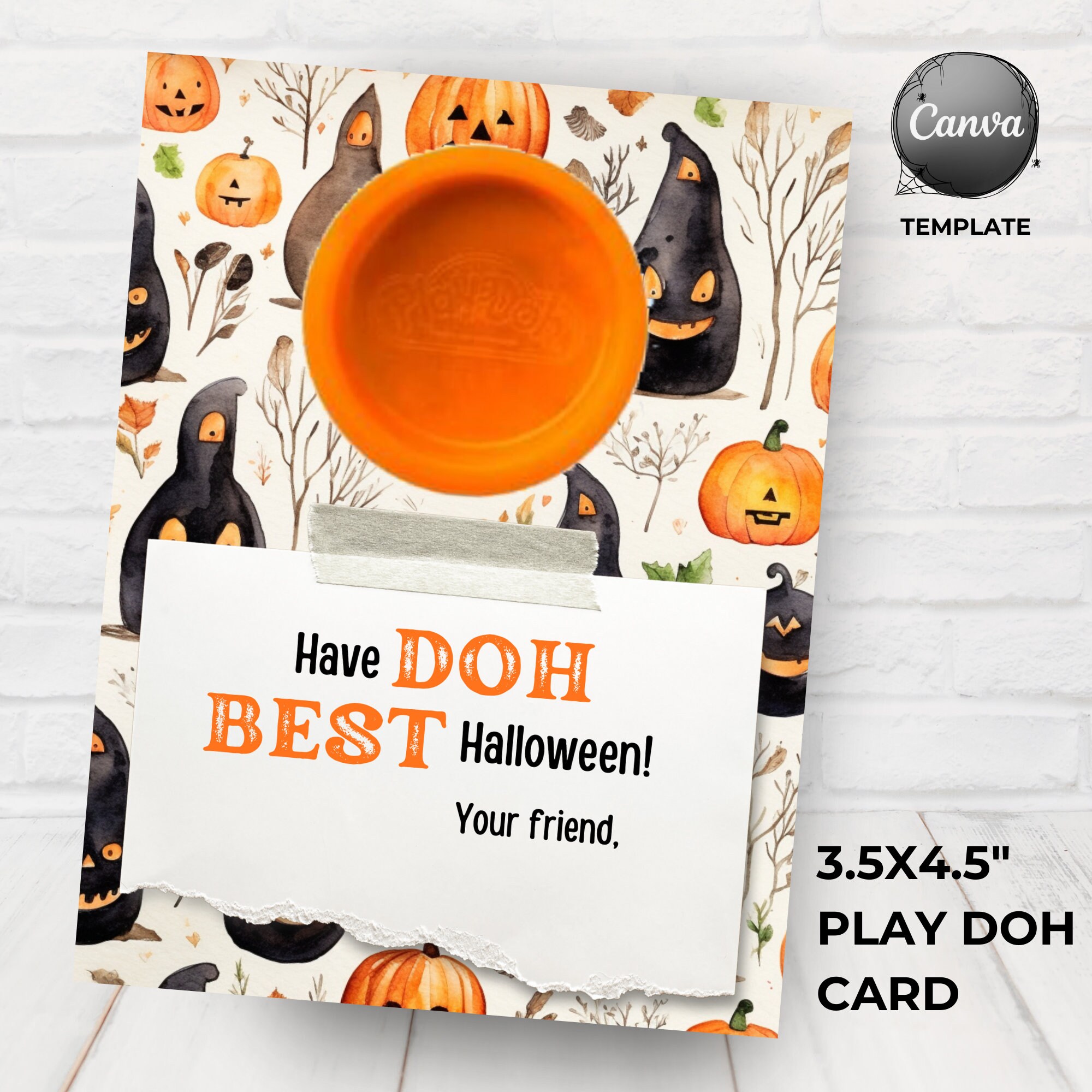 Halloween Play Doh Card Template Printable Doh Best Halloween - Etsy