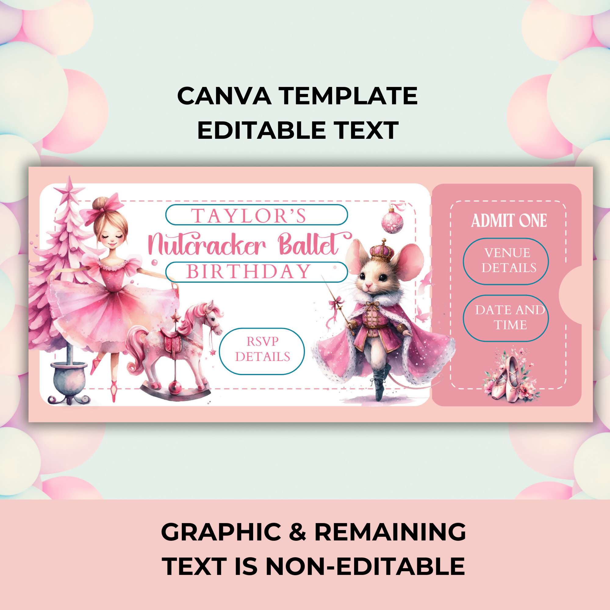 Editable Ballet Birthday Invitation, Ballet Birthday Party Invite, the ...