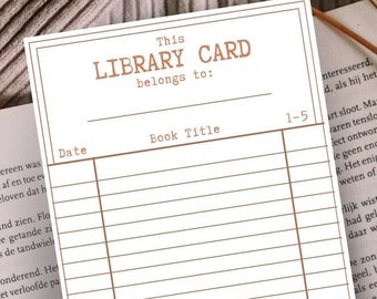 Printable Library Card Bookmark Book Club Reading List - Etsy
