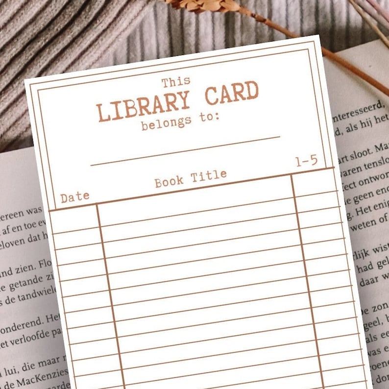 Printable Library Card, Reading Tracker, Reading List Bookmark, Vintage ...