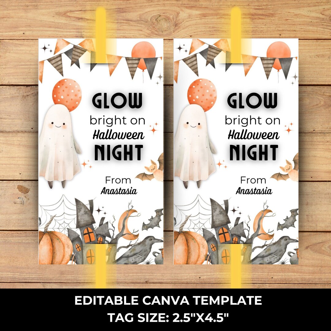 Halloween Glow Stick Tag Printable Template, Bit of Light for Halloween ...