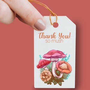 Magic Mushroom Gift Tags, Watercolor Mushroom, Printable Thank You Tags ...