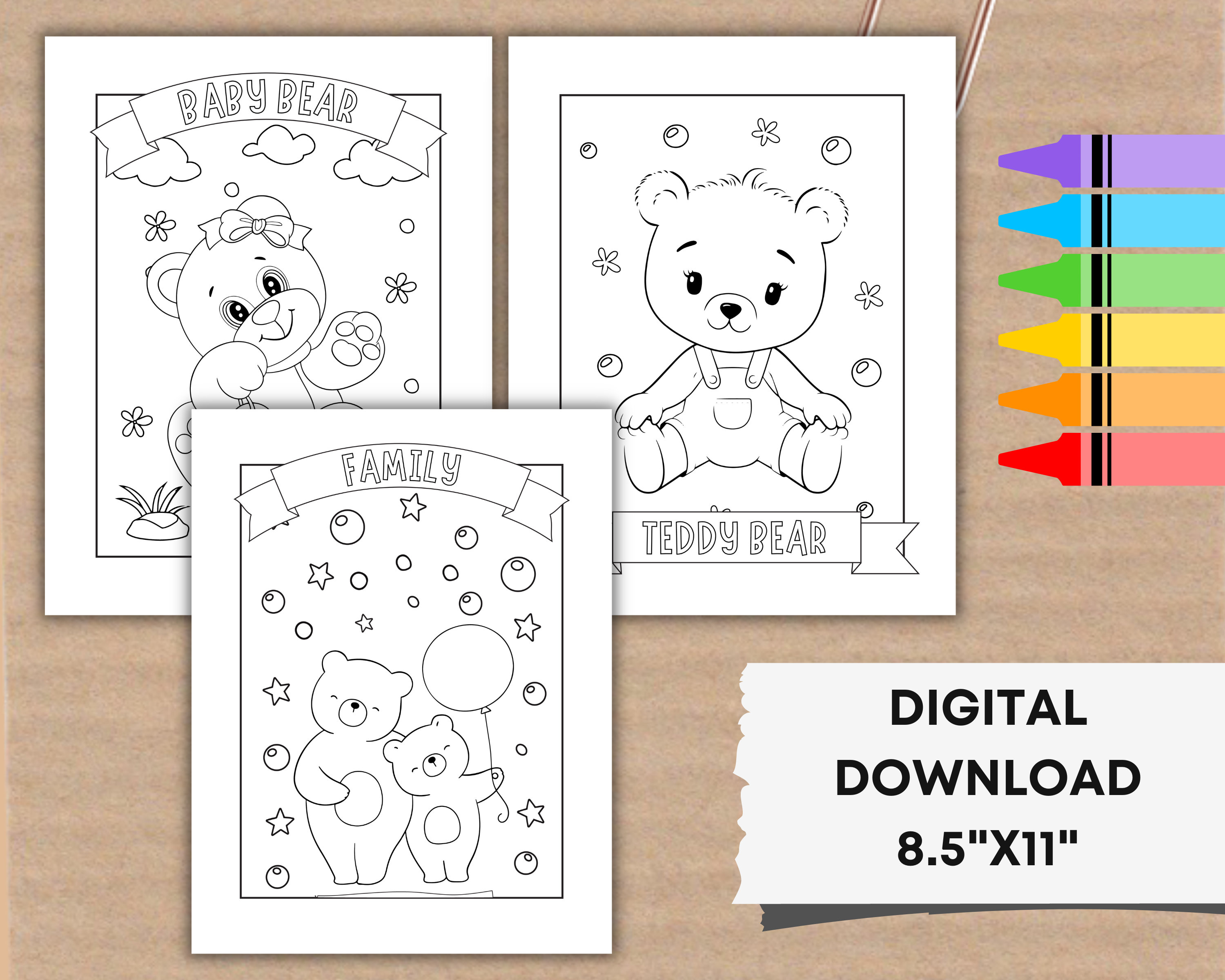 Teddy Bear Coloring Sheets / Printable PDF / Bear Coloring Page ...