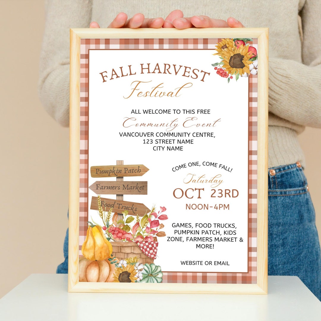 Editable Fall Harvest Party Invite, Fall Church Celebration, Fall ...