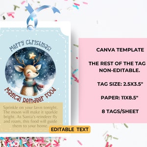 EDITABLE Reindeer Food Tags, Rudolph Treat, Magic Reindeer Food Label ...