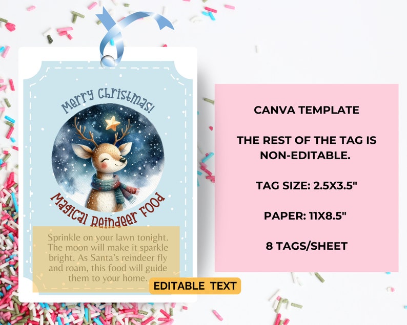 EDITABLE Reindeer Food Tags Rudolph Treat Magic Reindeer - Etsy