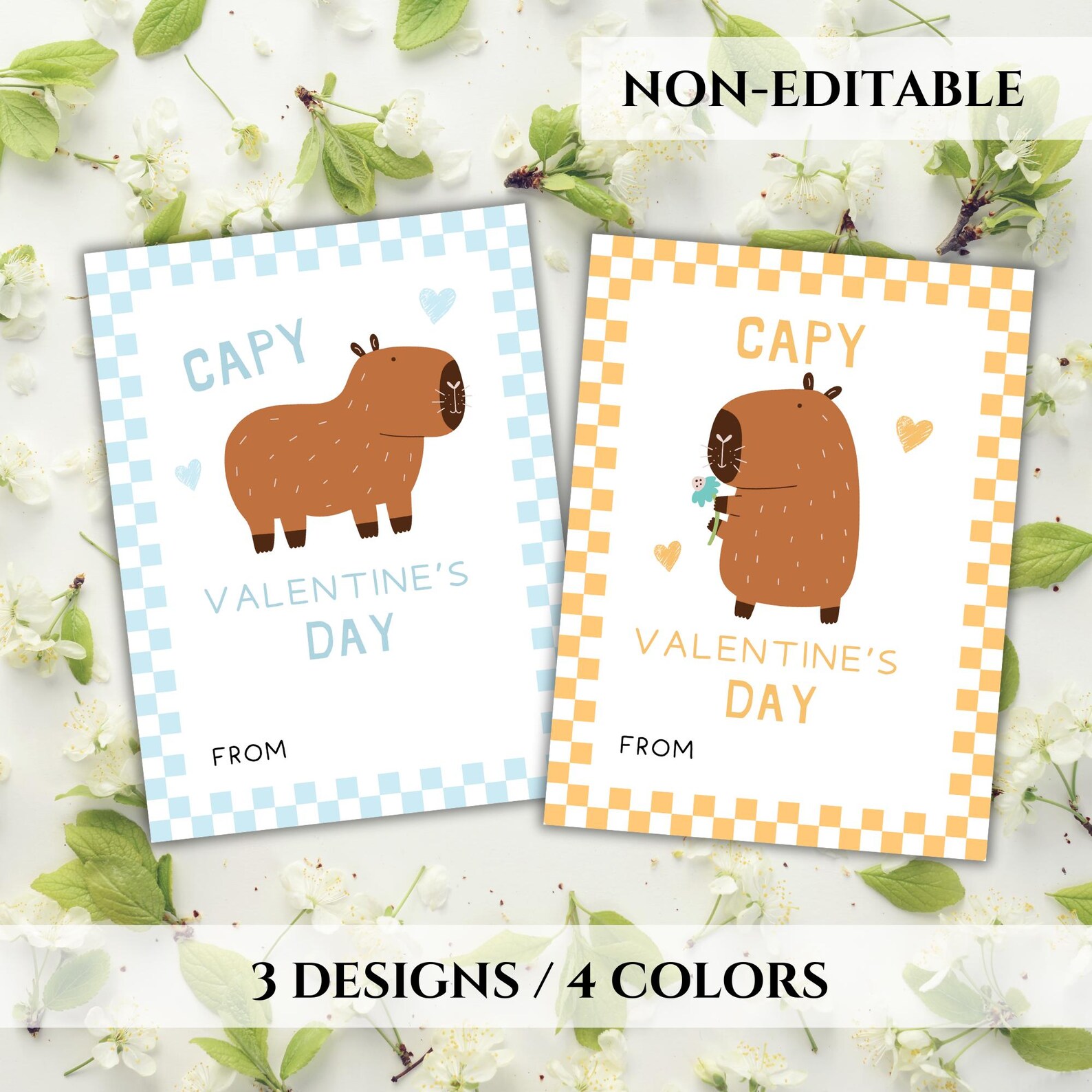 Capybara Valentines Day Card Printable, Capy Valentine Card Exchange ...