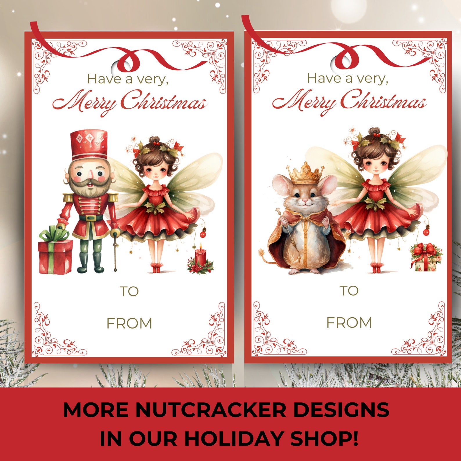 EDITABLE Nutcracker Favor Tags, Blue Nutcracker Gift Tags, Sugar Plum ...