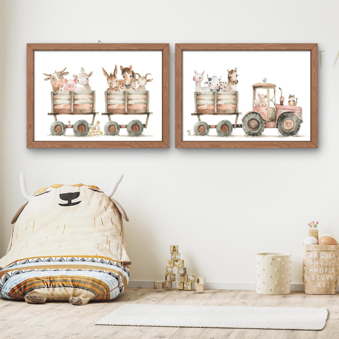 Farm Nursery Prints, Tractor Nursery Decor, Farm Animal Art Prints, New ...