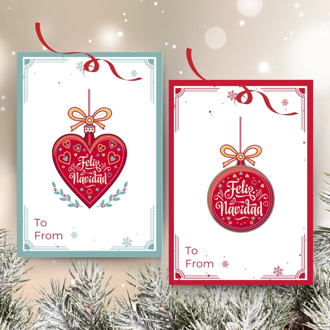 EDITABLE Feliz Navidad Tag, Spanish Christmas Gift Tags, Printable ...