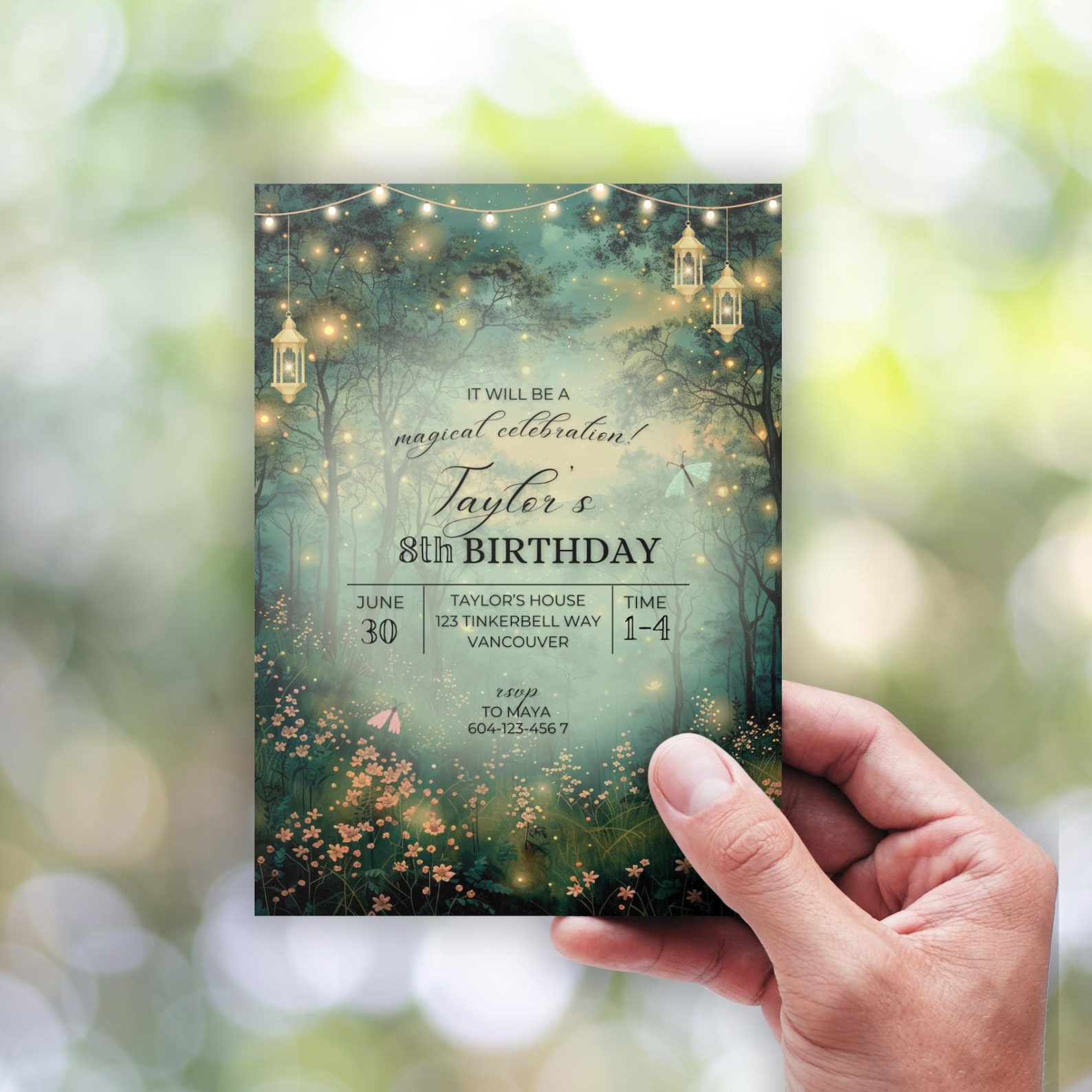 Enchanted Forest Birthday Party, Enchanted Garden Invitation Forest ...