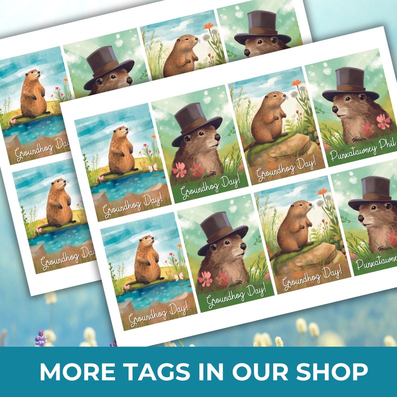 Groundhog Day Tags, Groundhog Day Party Printable, Punxsutawney Phil ...