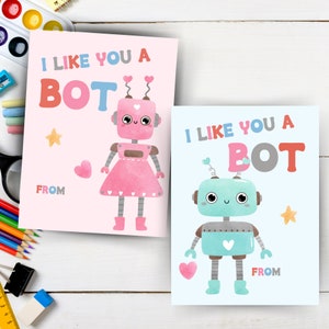 EDITABLE Robot Valentine Card, Instant Download Printable Valentine ...