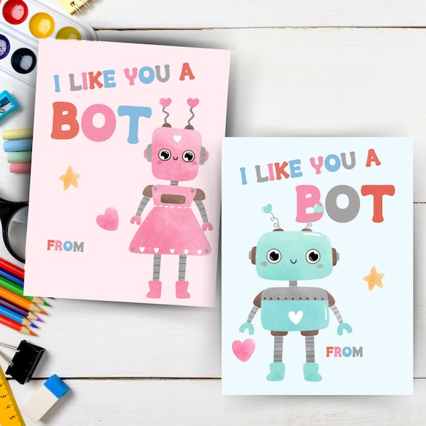 Robot Valentine Card - Etsy