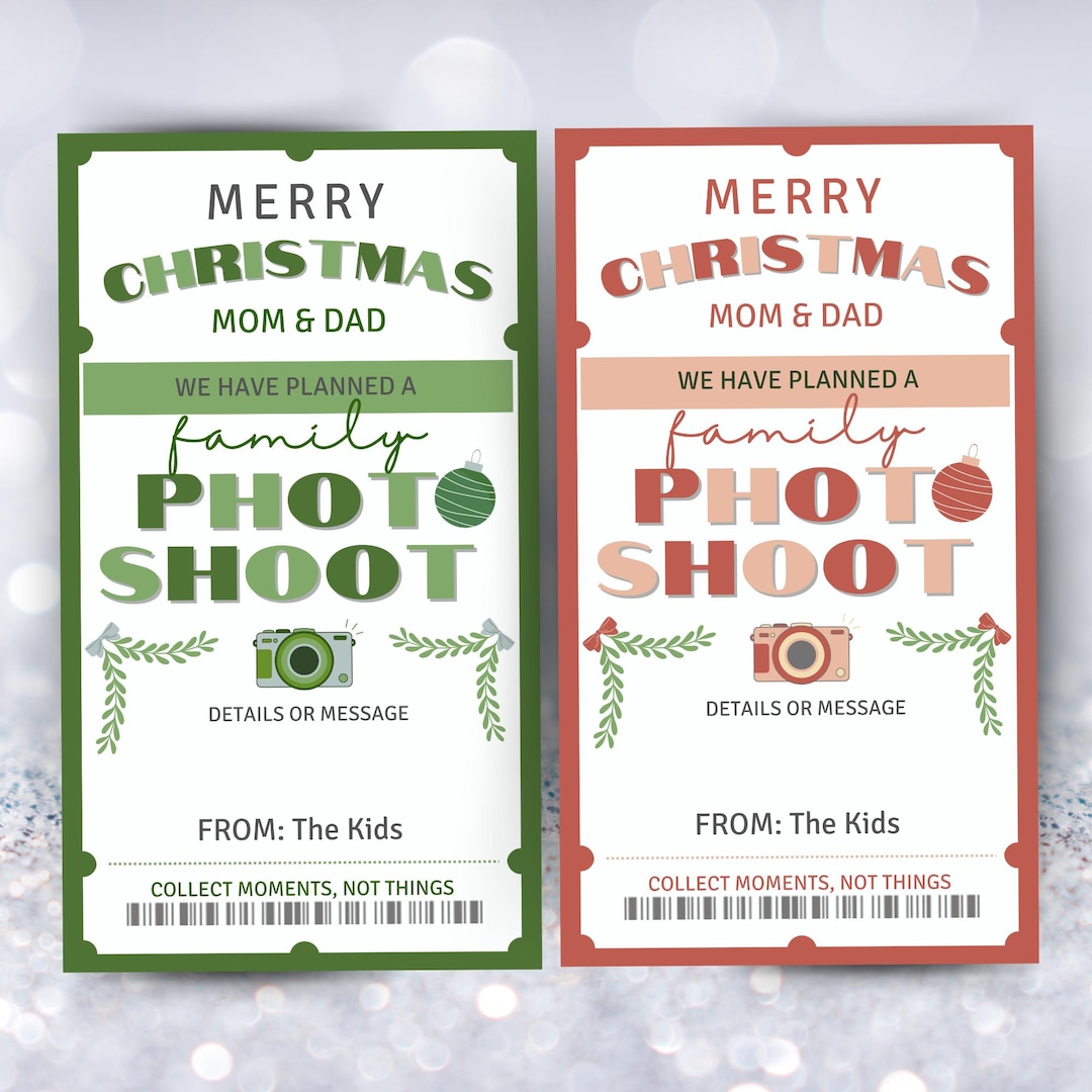 Photo Session Gift Template, Christmas Photo Shoot Gift, Christmas ...