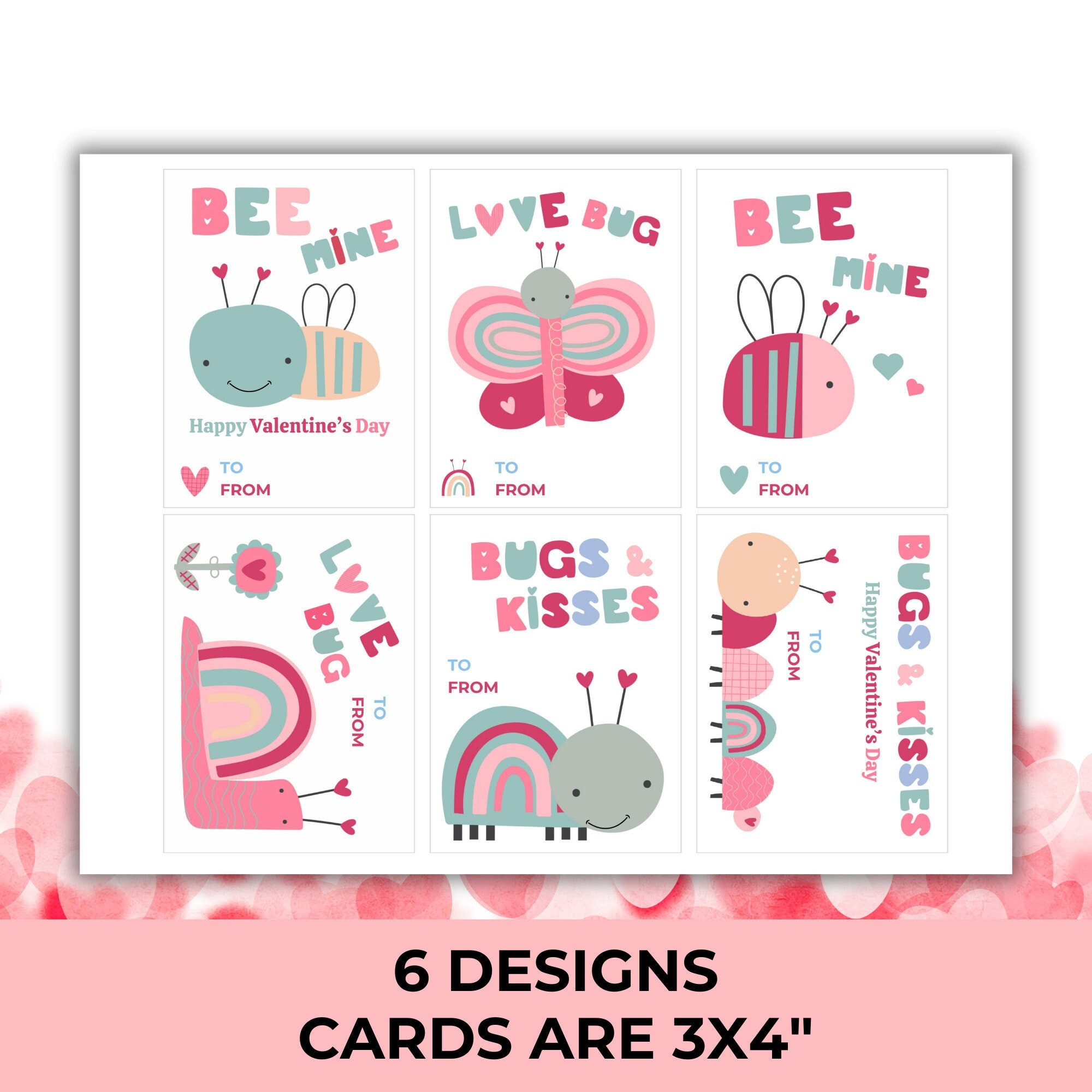 EDITABLE Love Bug Valentine Card, Bug Printable Valentines, Bee Mine ...