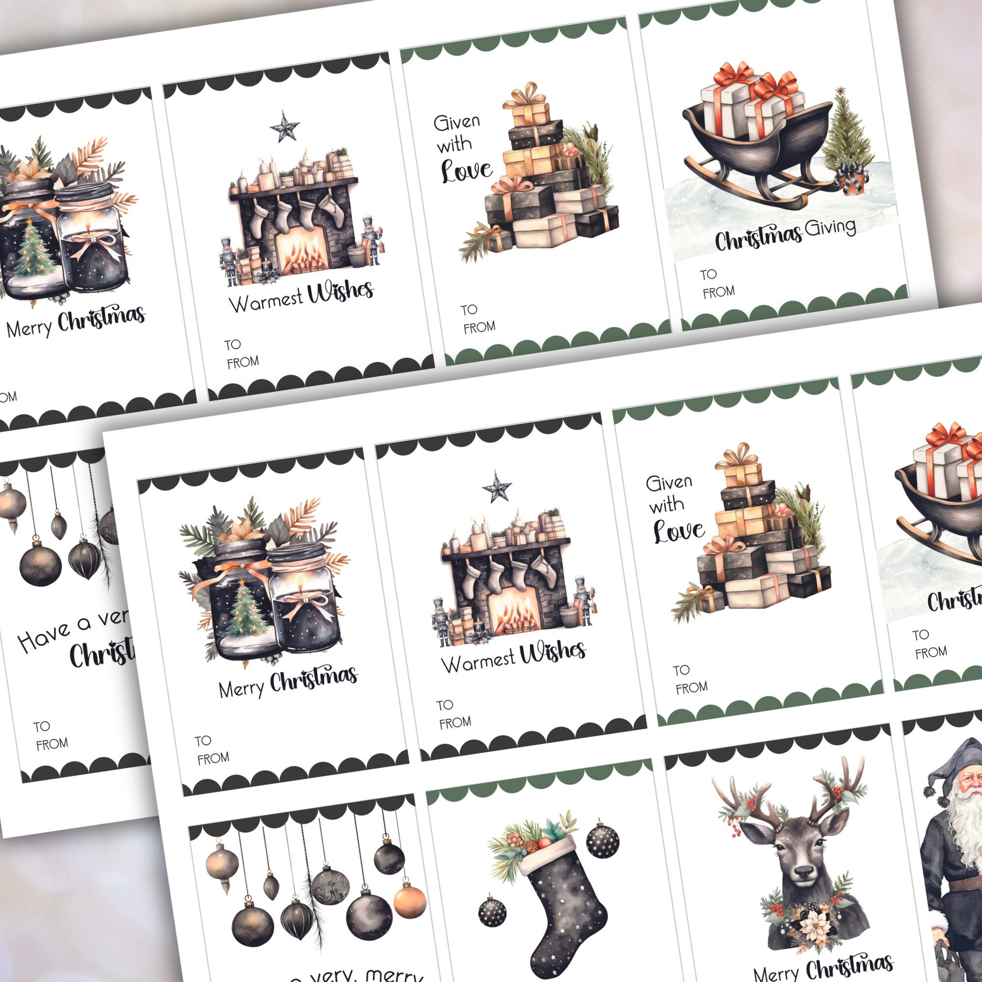 Editable Gothic Christmas Tags Printable Black Christmas Gift - Etsy
